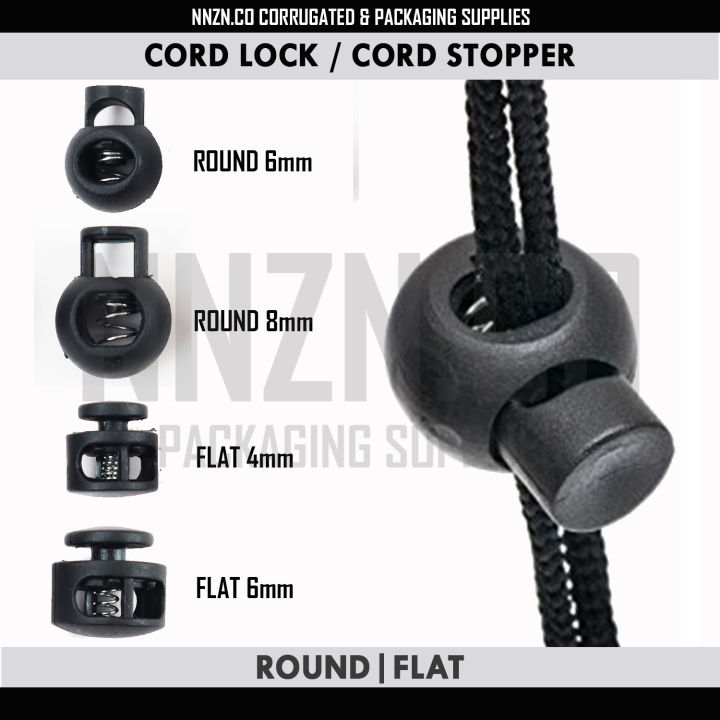 NNZN 10Pcs Spring Load Plastic Round Toggle Stopper Cord Locks End ...