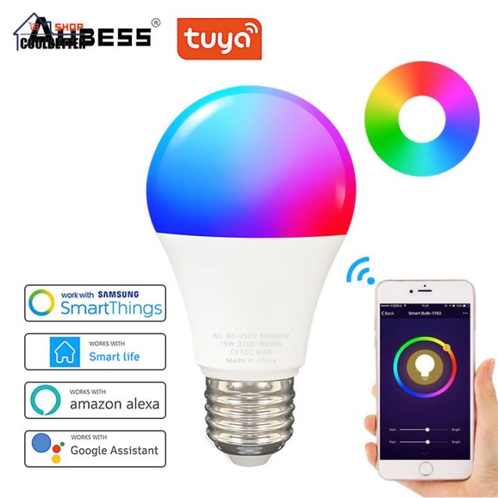 【COD/Local Stock】Tuya WiFi E27 15W/9W Smart LED Bulb RGBCW Color ...