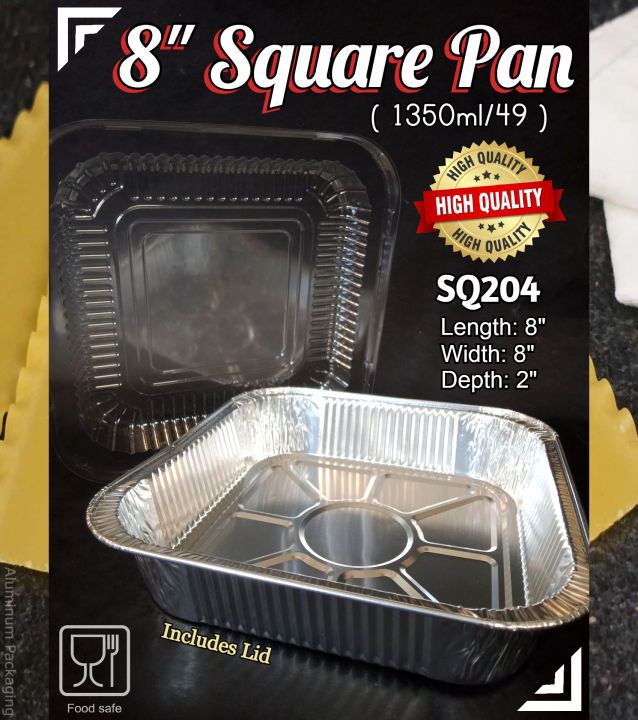 10/20/30/50/100pcs [SQ204] Square Pan 8x8x2" (1350ml/49) Aluminum Foil ...