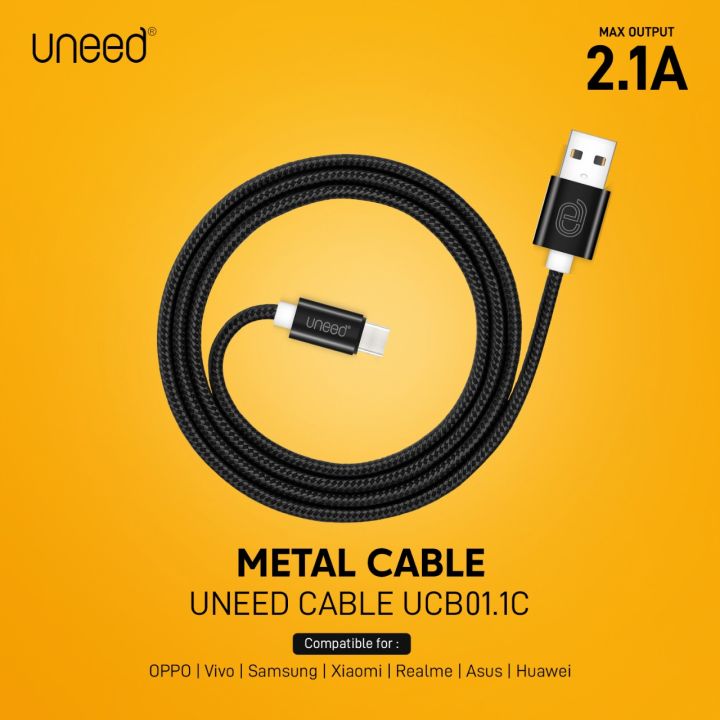UNEED Nylon Kabel Data Micro USB / iPhone Lightning / Type C Fast Charging 2.1A | Lazada Indonesia