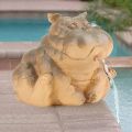 ZHINIAN Resin Hippo Pond Spitter Statue Simulation Cute Animal Fountain ...