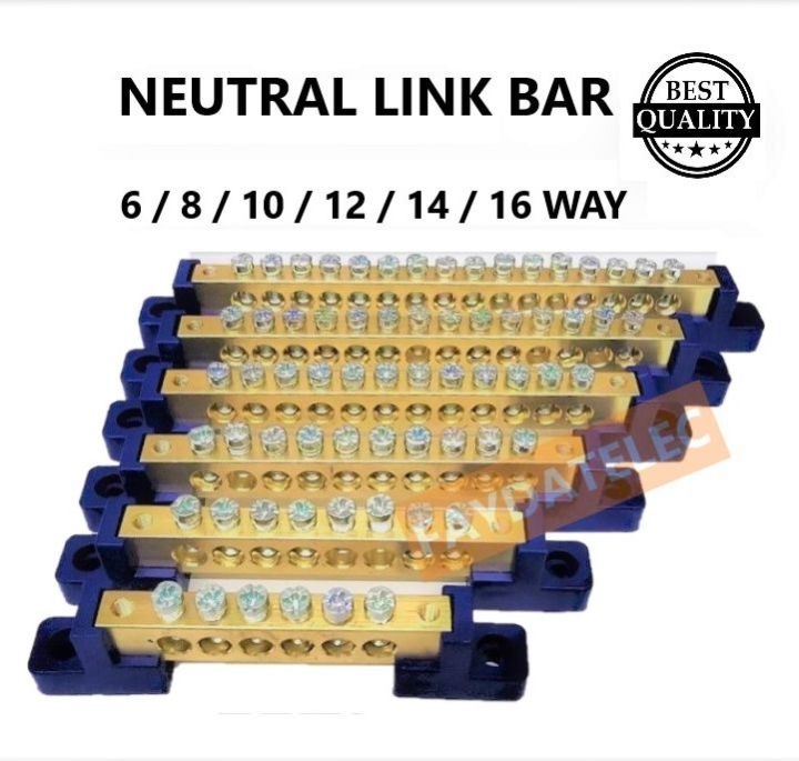 NEUTRAL LINK BAR / SCREW BRASS BAR (60A) 6WAY, 8WAY, 10WAY, 12WAY ...