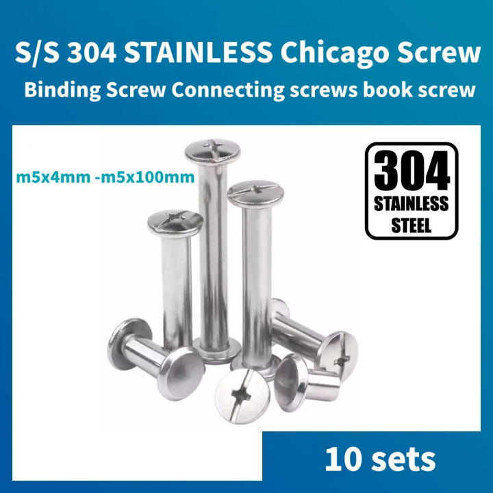 10SETS SUS304 STAINLESS Chicago Screw Binding Screw Connecting screws ...