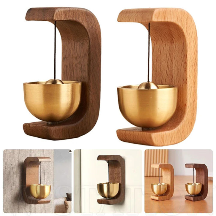 Japanese Style Self-adhesive Doorbell Magnetic Brass Wood Door Bell ...