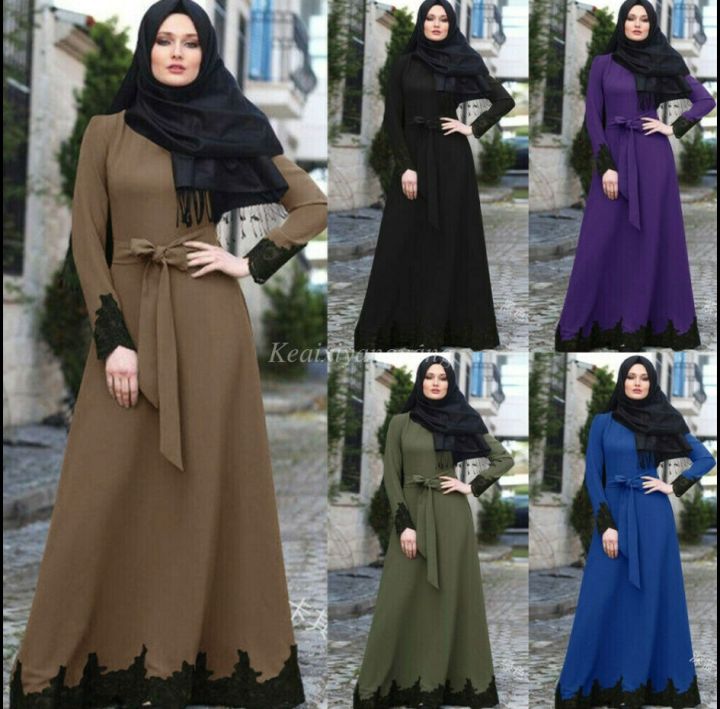 [Baju Raya] HijabFab Muslimah Womens Baju Muslim Abaya Dress Eleagant Long Sleeve Fashion ...