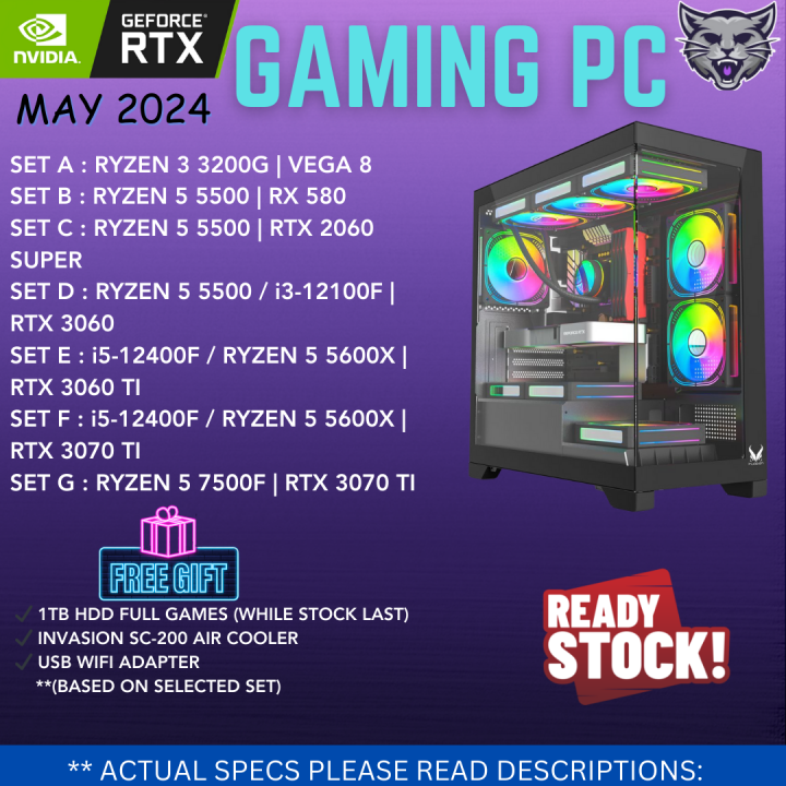 Budget Gaming PC Desktop 2024 with Intel / Ryzen 5 / RTX 3060 3070 4060 ...