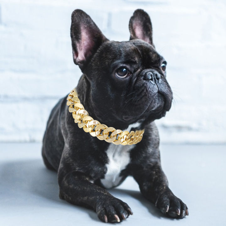 Pet Choke Chain Dog Neck Chain Fashion Puppy Gold Necklace Dog Cat ...