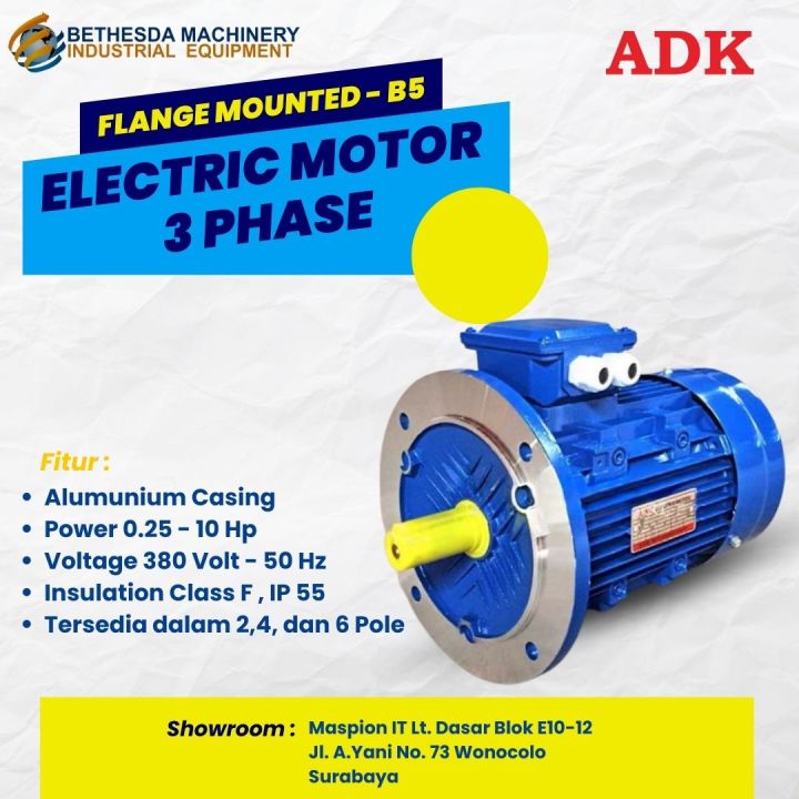 ADK Electro Motor / Dinamo Listrik 0.25 0.5 0.75 1 Hp / pk 380Volt 3 ...