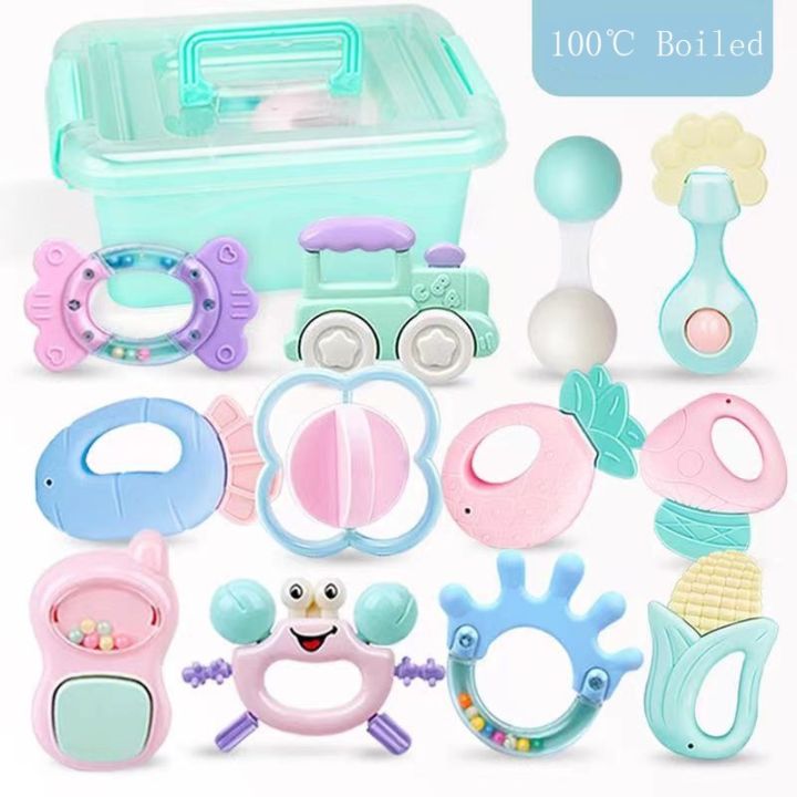 Baby teether set 0-12 months baby grasping training bell ringing toy ...