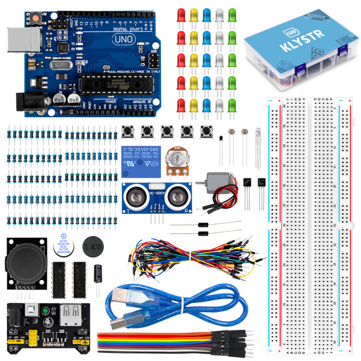KLYSTR Basic Starter Kit With UNO R3 for Arduino, Jumper Wires, Breadboard, Power Supply ...