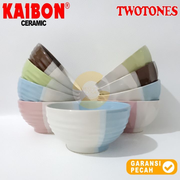 KAIBON 1pcs Bowl Dinner Ramen Prosper 6in Twotone Color Mangkok Makan ...