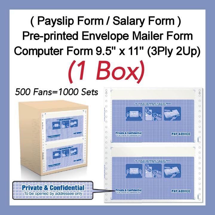 1 Box - Payslip Form / Salary Form - Pre-printed Envelope Mailer Form ...