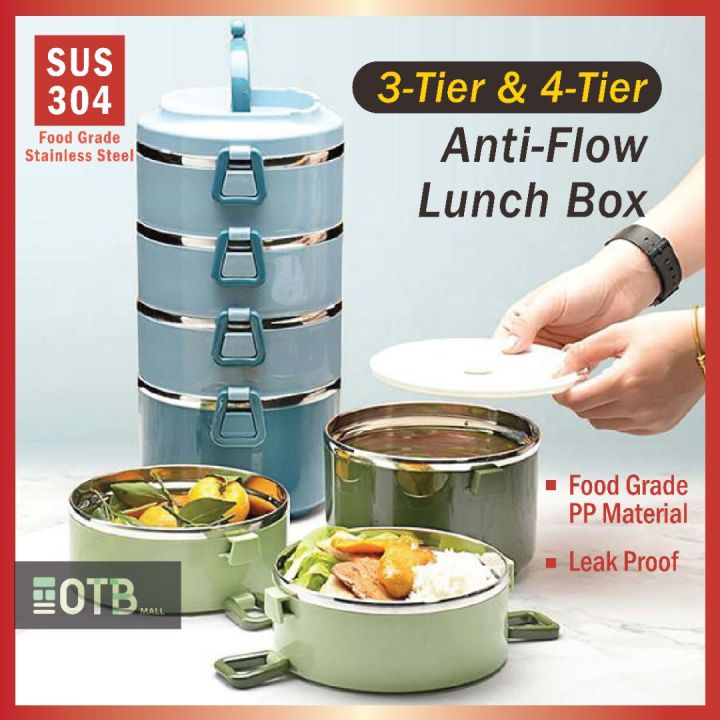 OTB 304 Stainless Steel Lunch Box 3 & 4 Tier Lunch Box Tiffin Carrier ...
