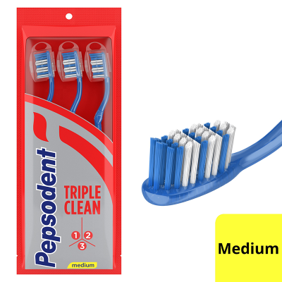 Pepsodent Sikat Gigi Triple Clean Medium isi 3 pcs | Lazada Indonesia