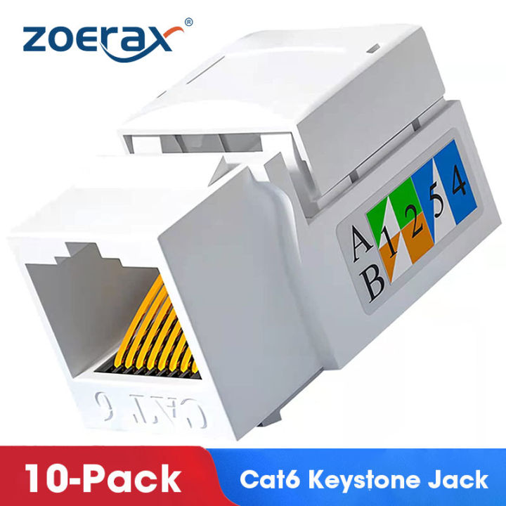 ZoeRax 10pcs Cat6 RJ45 Keystone Jack Punch Down Connector Network ...