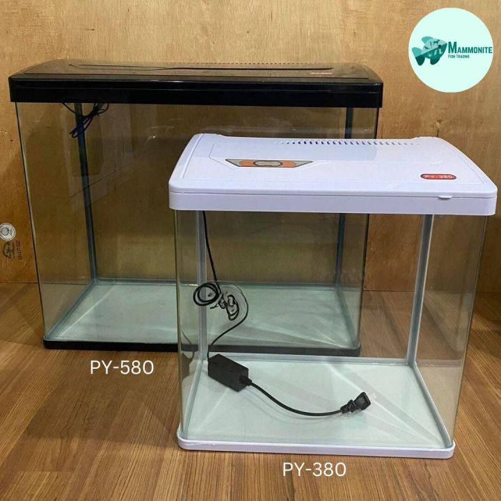Aquarium Fish Tank Built-In LED Lamp with Filter Pump Infinity PY-380 ...