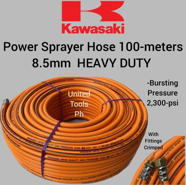 KAWASAKI Power Sprayer Hose 100-meters with Fittings for Belt type ...