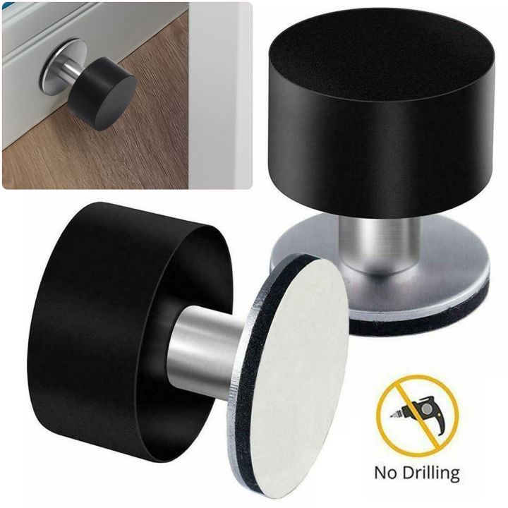 Stainless Steel Rubber Door Stopper Self-adhesive Door Bottom Holder ...