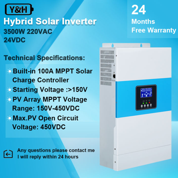 Yandh 3 5kw Solar Hybrid Inverter 24vdc Mppt 100a Charger Max 500vdc Pv