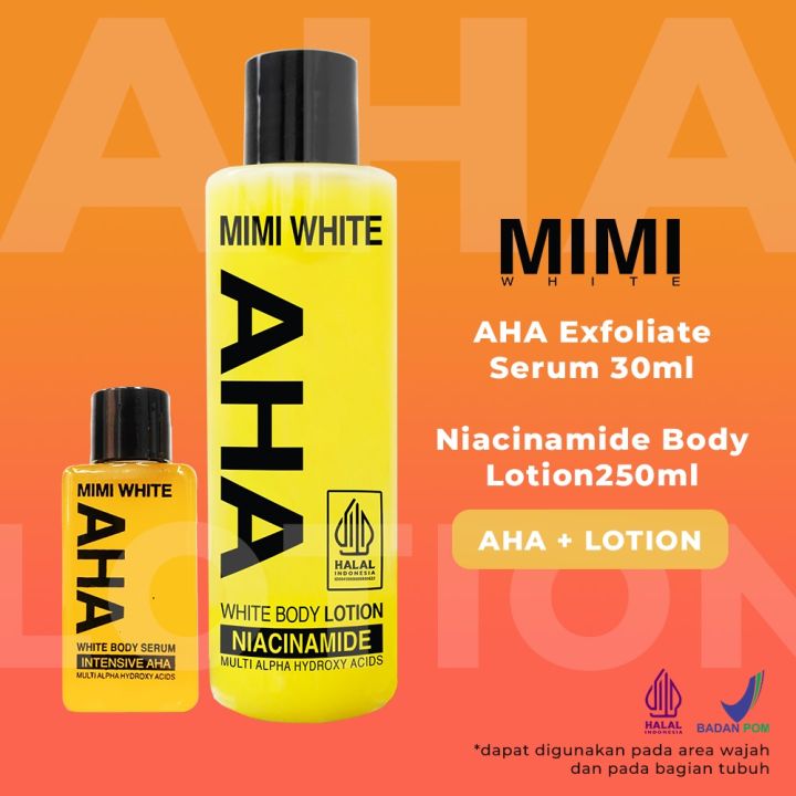 MIMI WHITE AHA Serum 30 ml + Body Lotion Niacinamide 250 ml | Lazada ...