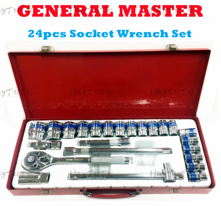 GENERAL MASTER High Quality 24pcs Socket Wrench Set (1/2 Drive) AH-046 | Lazada PH