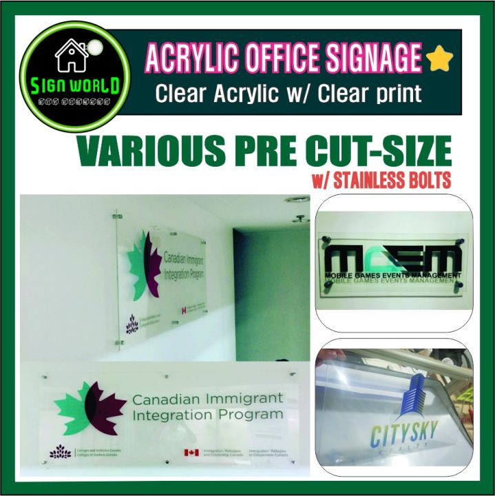 Acrylic Signage Clear Sticker Printing / Office Logo Sign Store ...