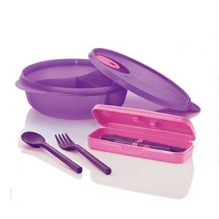 Tupperware Crystalwave Divided Dish & Cutlery Set | Lazada