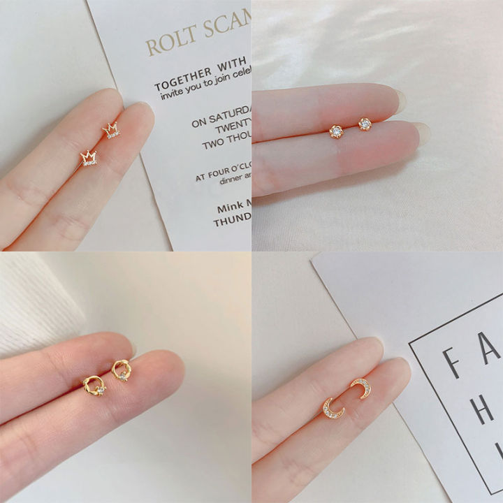 🔥Hikaw Silver 925 Original Pure Silver Mini Small Flower Moon Fine ...