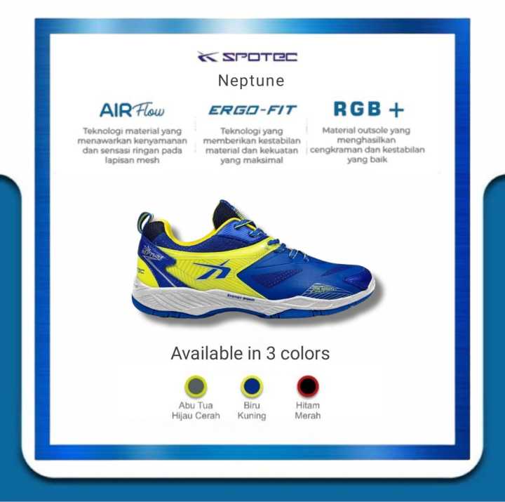 SPOTEC Sepatu Badminton Neptune Biru - Kuning | Lazada Indonesia