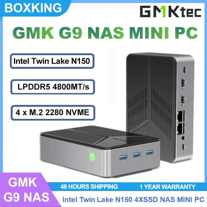 GMK G9 Intel Twin Lake N150 LPDDR5 4800MT/S M.2 2280 NVME PCIE3.0 SSD 4-Bay Dual System NAS MINI ...