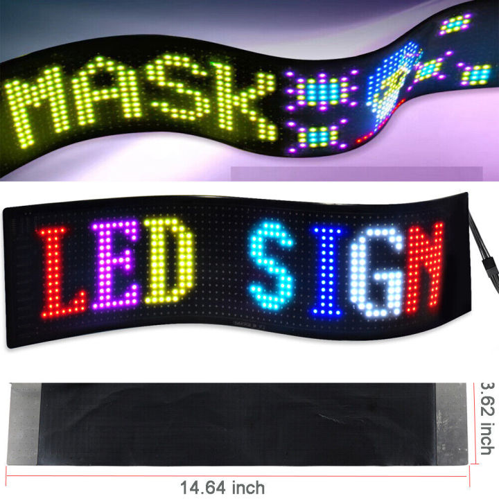 16x96 LED Matrix Panel Flexible Car Sign Scrolling Display BLE APP ...