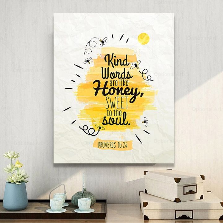 Proverbs 1624-Kind Words Are Like Honey-Bible Verse Wall Art Sign ...