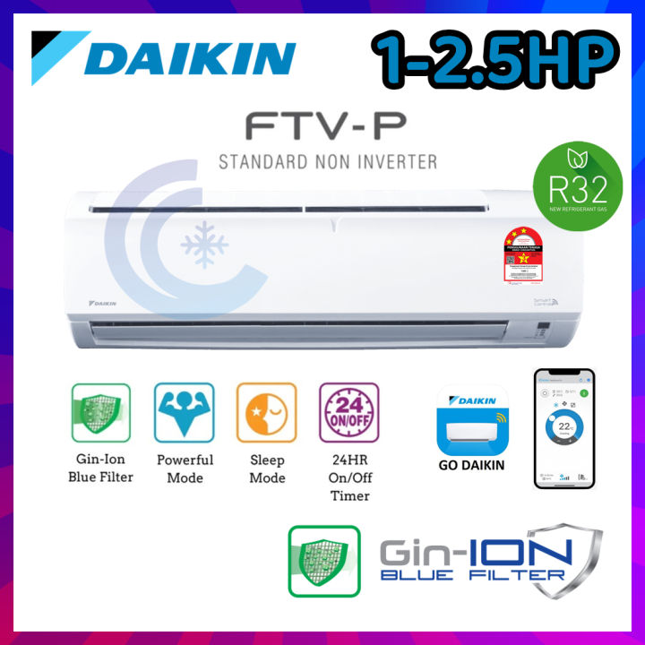 DAIKIN FTV-P SERIES (R32) WIFI 1HP - 2.5HP NON INVERTER FTV28PBV1MF ...