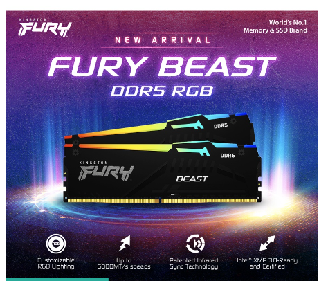 # Kingston FURY Beast DDR5 RGB [ 8GB ~ 32GB ] [ 5200MHz ~ 6000Mhz ] CL40 Desktop Memory # | Lazada