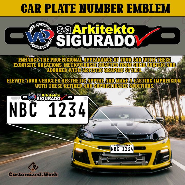 ARCHITECT Sa Arkitekto Sigurado Car/Motorcycle Plate Number Emblem ...