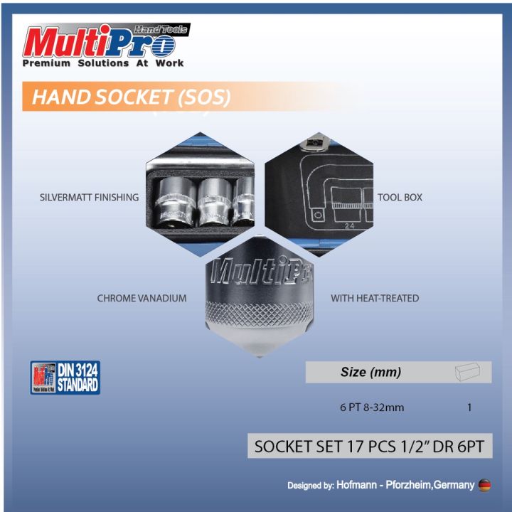 Multipro Kunci Socket Set 17 Pcs 1/2 inch DR 6PT | Lazada Indonesia