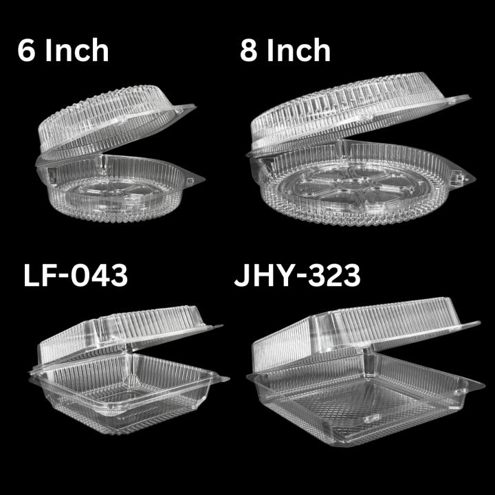 10pcs Round / Square Clear Clamshell Food Plastic Container Pastry ...