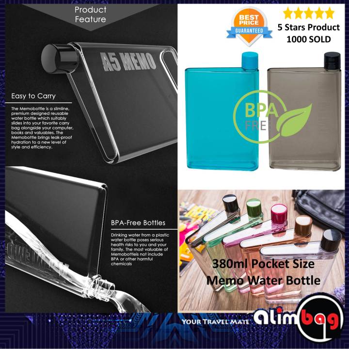 GADTECH 380ML 3 Color Option A5 Memo bottle BPA FREE Stylish Memo Water Bottle SB21 | Lazada