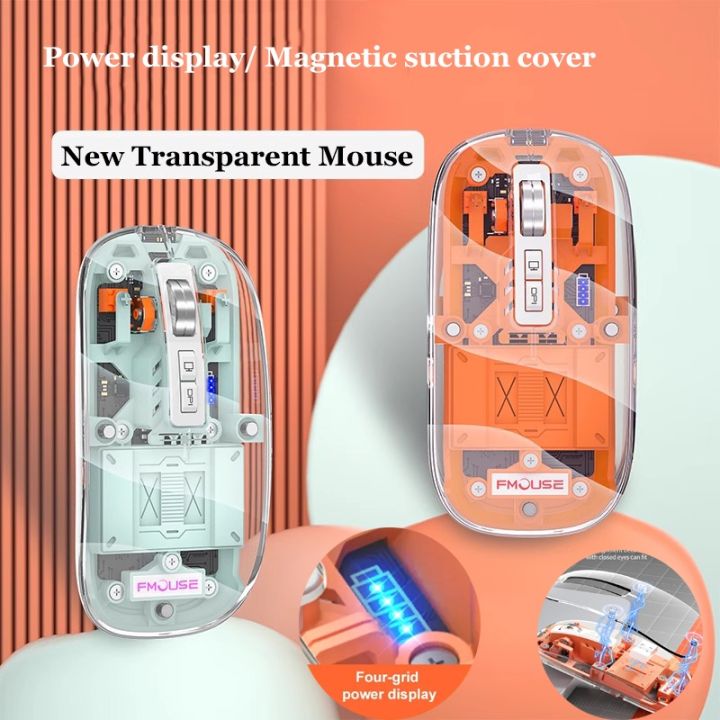 3 Mode Transparent Mouse Bluetooth Transparent Magnetic Top Cover Mouse ...