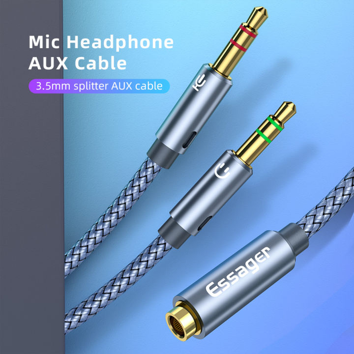 Essager 0.25m Aux Cable Jack 3.5 mm Audio Extension Cable for Headphone ...