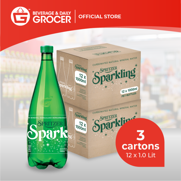 Spritzer Sparkling Natural Mineral Water 12 x 1L (36 Bottles) 3 Cartons | Lazada