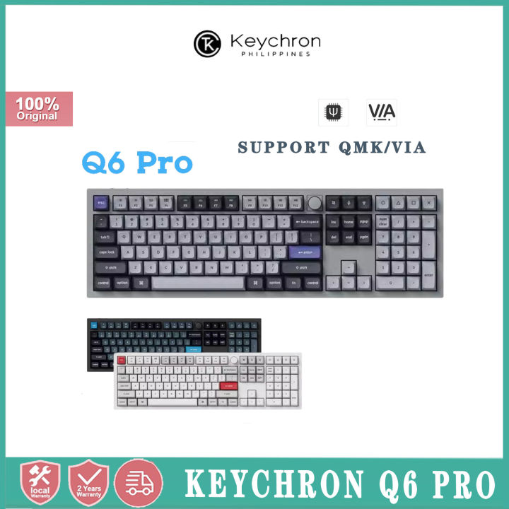 Keychron Q6 PRO QMK/VIA Bluetooth mechanical keyboard knob 108 key dual ...