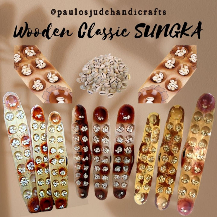 Sungka Sungkaan with 102 PCS SEA SHELL SIGAY COMPLETE SET traditional ...