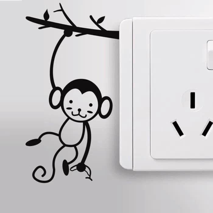 Stiker Saklar Lampu Monkey seblay Switch Cutting Stiker Monyet Lucu ...