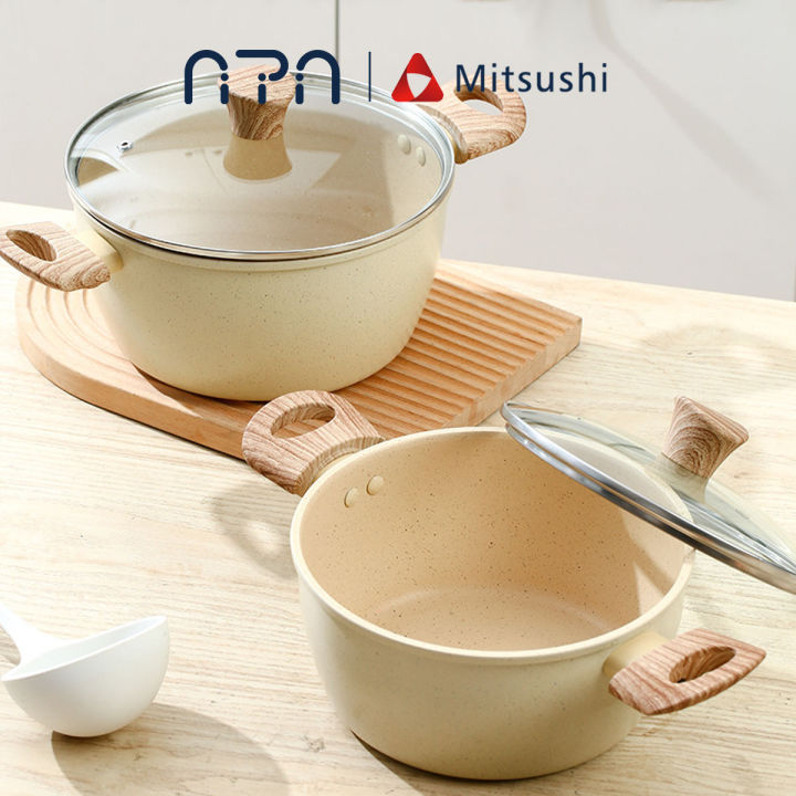 Nipiin White Non Stick Soup Pot With Cover Stew Pot High Quality Frying ...