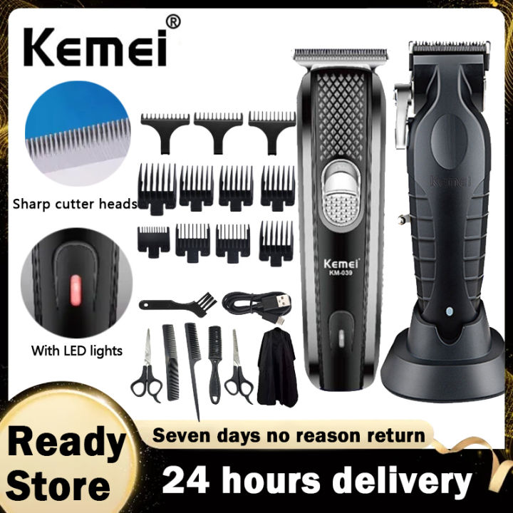Kemei Professional Hair Clipper with LED Light USB Rechargeable ...