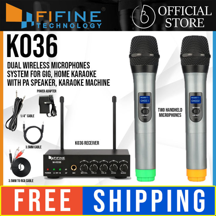 FIFINE K036 UHF Dual Channel Wireless Handheld Microphone, Vocal ...