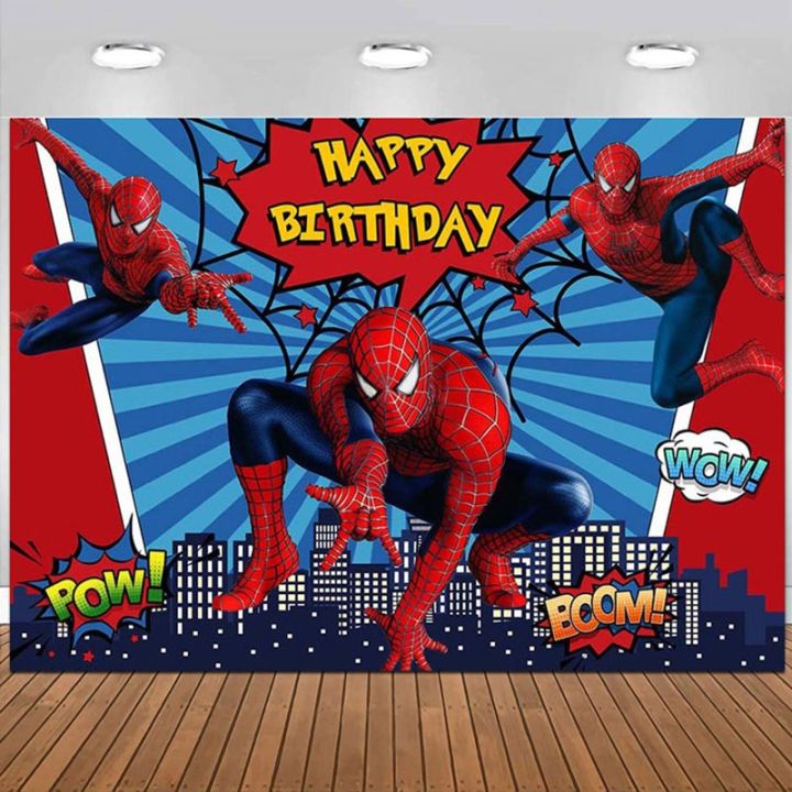 Lashay Disney Spiderman Theme Birthday Party Background Cloth Children ...