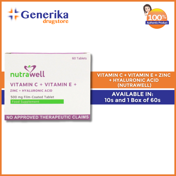 NUTRAWELL VITAMIN C 500MG + VIT E 400IU + ZINC + HYALURONIC FC TAB ...