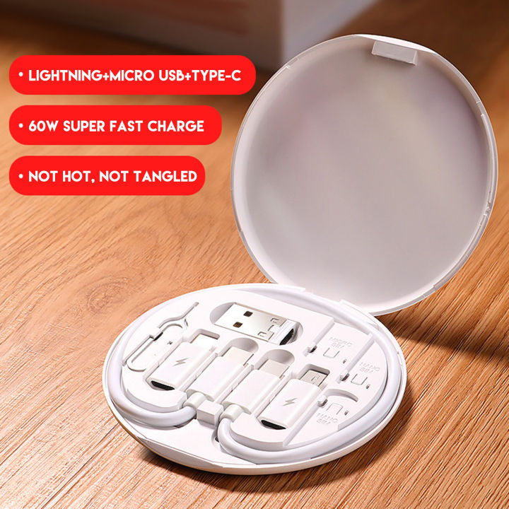New 60W USB multi-function fast charging data cable creative storage ...